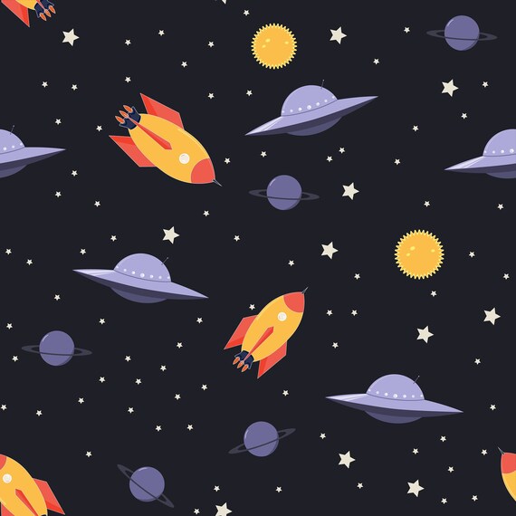 Cartoon Space Pattern - Etsy