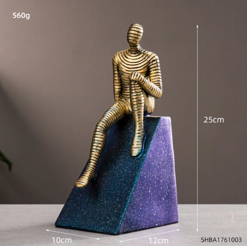 Modern Abstract People Thinker Statue, Handmade Reading Couple Figurine ...