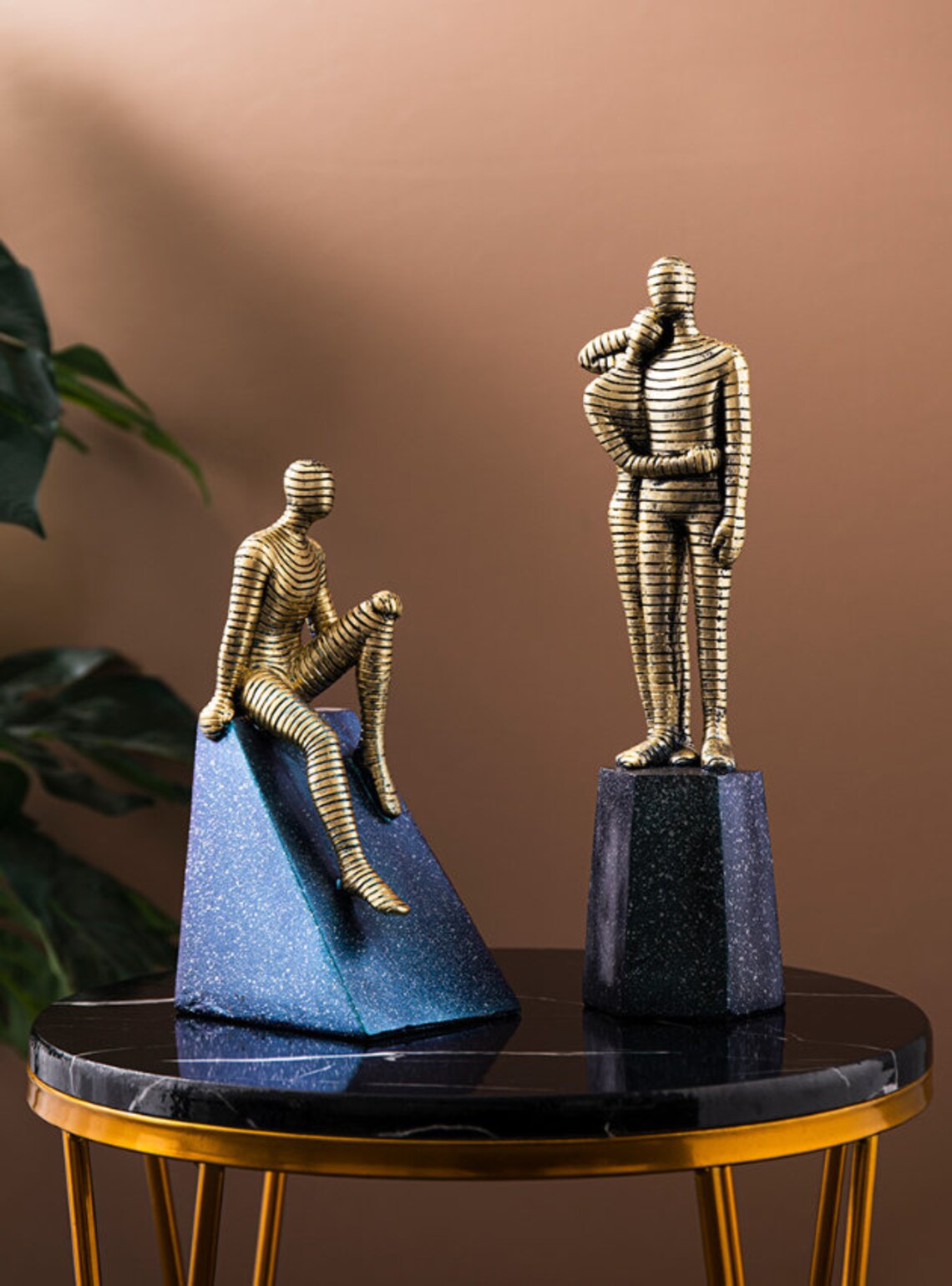 Modern Abstract People Thinker Statue, Handmade Reading Couple Figurine ...