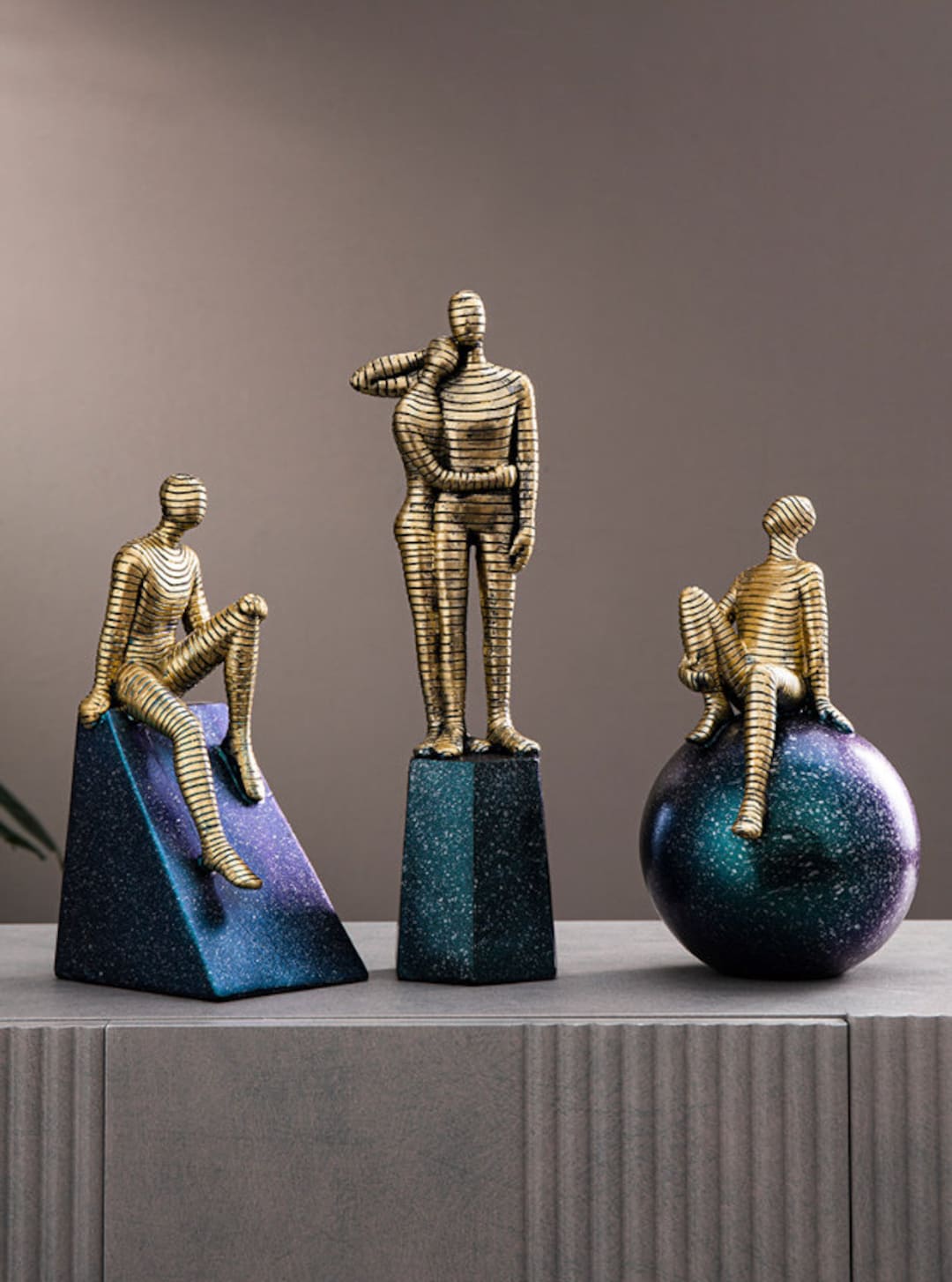 Modern Abstract People Thinker Statue, Handmade Reading Couple Figurine ...