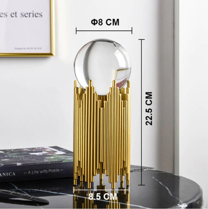 Golden Luxury Crystal Ball Craft, Nordic Metal Stand Glass Ball ...