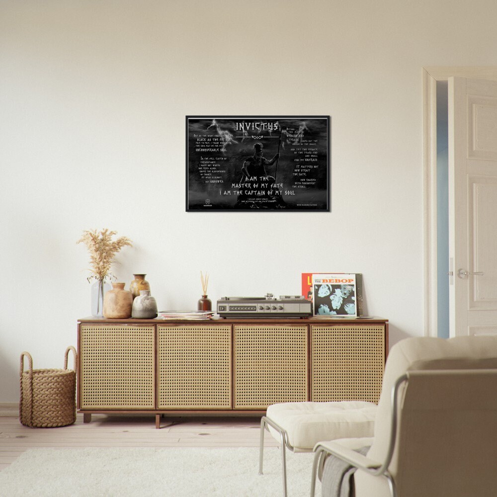 Invictus B & W Poem Art FRAMED POSTER William Ernest Henley Quote Decor ...