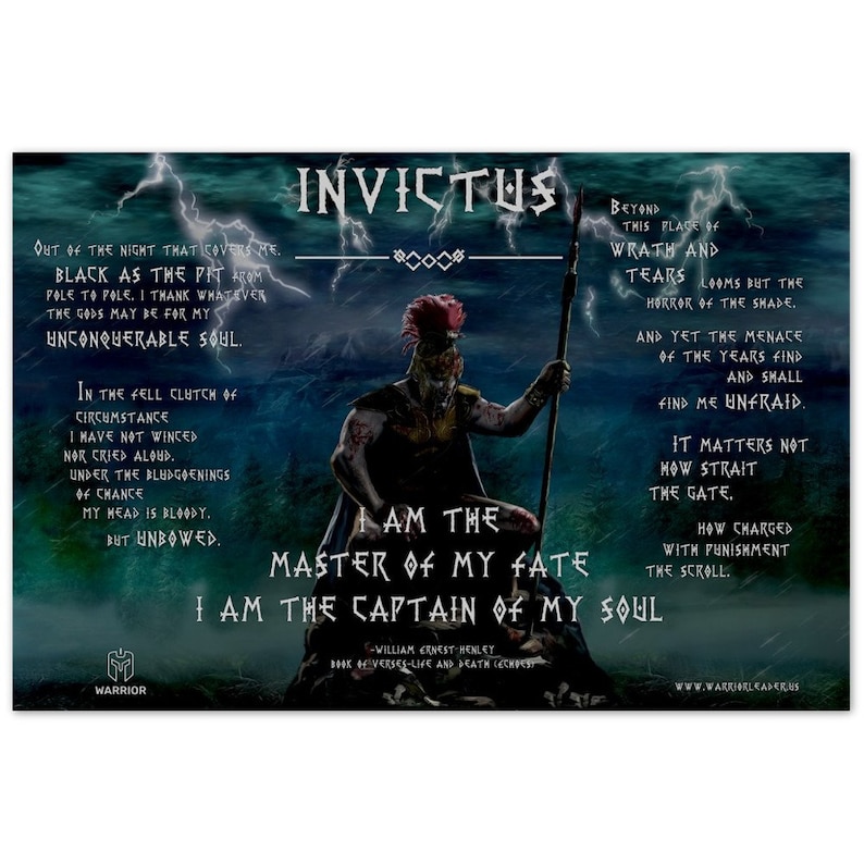 Invictus Poem Art 3mm ALUMINUM William Ernest Henley Quote Decor ...