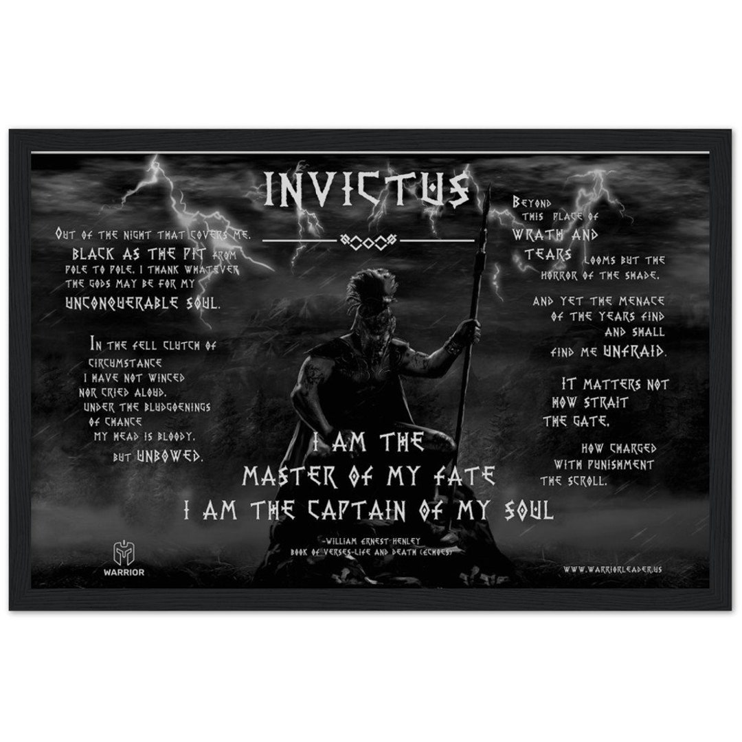 Invictus B & W Poem Art FRAMED POSTER William Ernest Henley Quote Decor ...