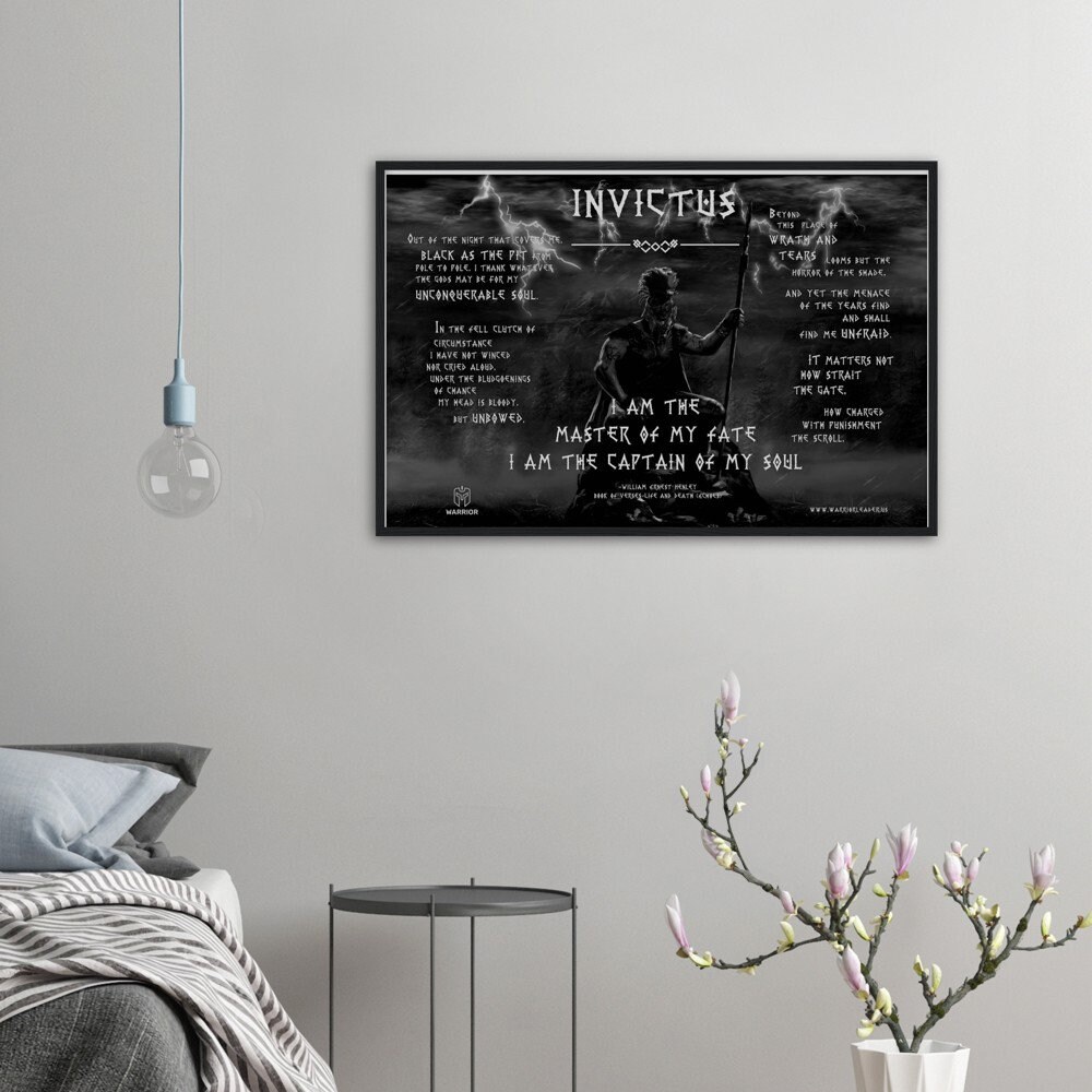 Invictus B & W Poem Art FRAMED POSTER William Ernest Henley Quote Decor ...