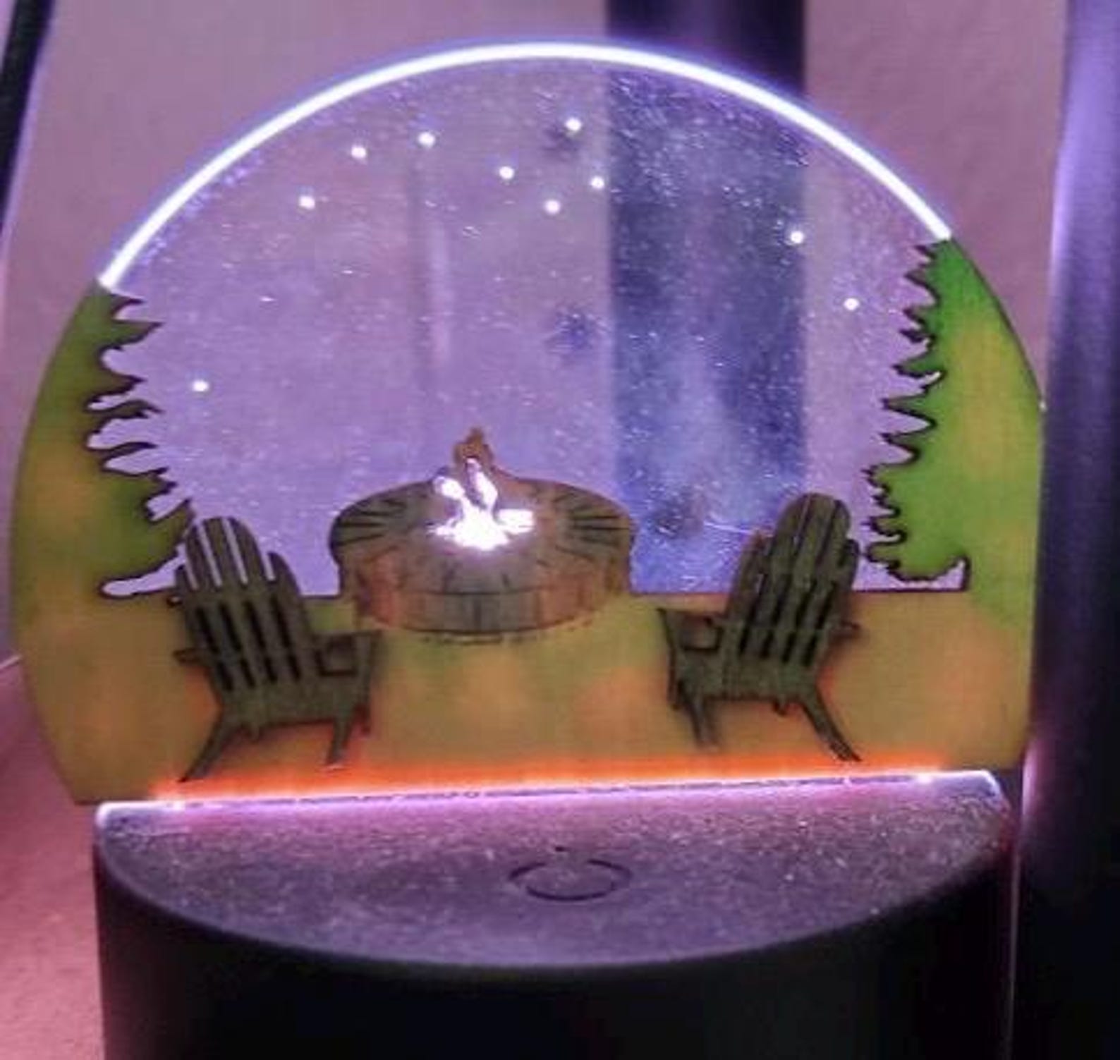 LED Accent Night Light of Two Chairs by the Fire Pit Under the Stars ...