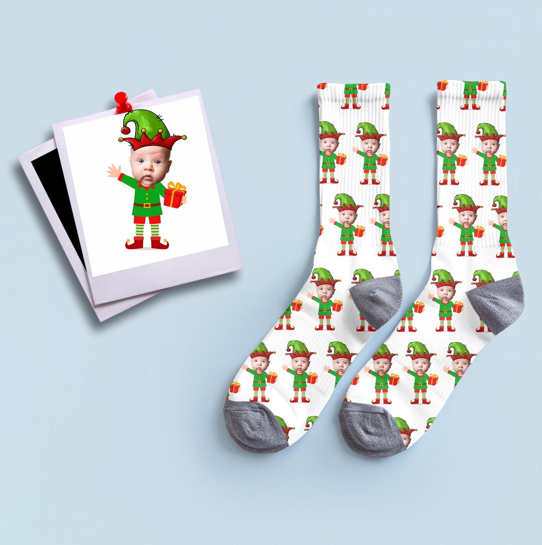 Custom Face Elf Socks, Christmas Socks, Elf Socks, Socks With Faces ...