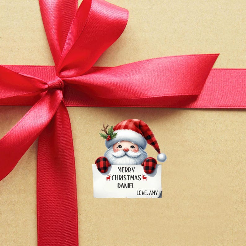 Santa Gift Tags - Christmas Gift Stickers - Gift Tag - Personalized ...