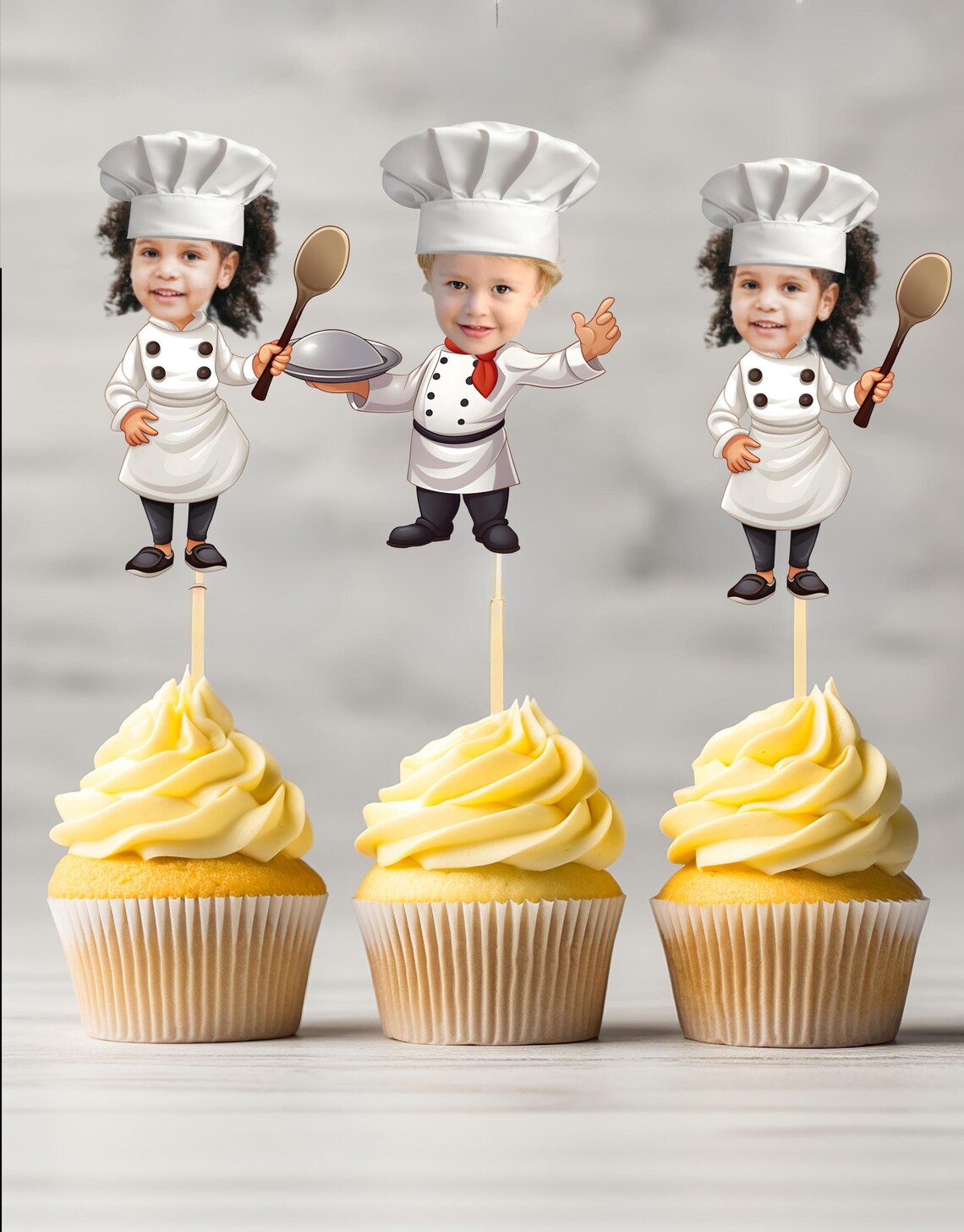 Custom Face Chef Cupcake Toppers: Personalized Photo Party Decorations ...