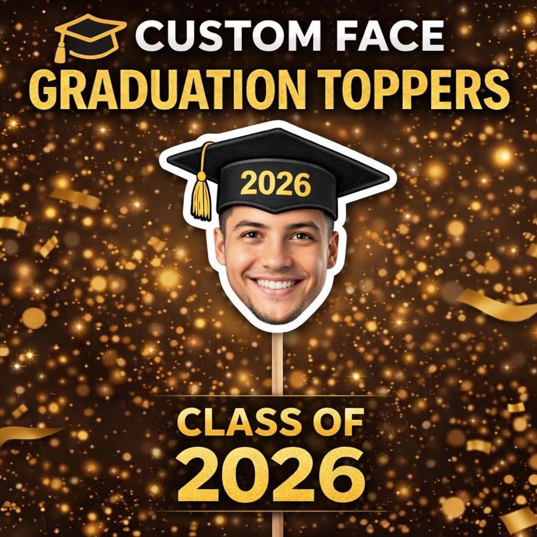 Custom Graduation Cupcake Toppers: Class of 2026 Face Picks - Etsy
