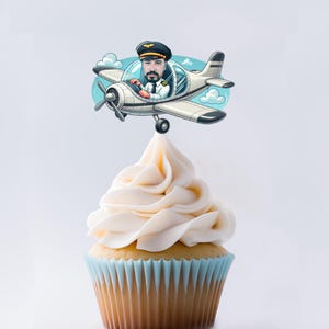 Custom Pilot Caricature Cupcake Topper – Personalized Aviation Party ...