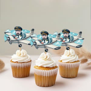 Custom Pilot Caricature Cupcake Topper – Personalized Aviation Party ...