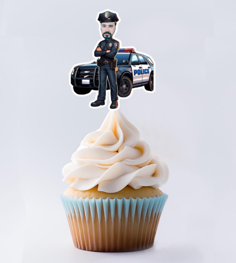 Personalized Police Officer Face Cupcake Toppers: Custom Party ...