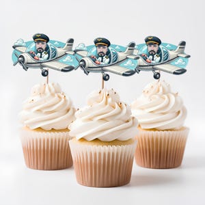 Custom Pilot Caricature Cupcake Topper – Personalized Aviation Party ...