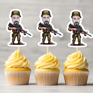 Soldier Personalized Face Cupcake Toppers, American Soldier Face ...