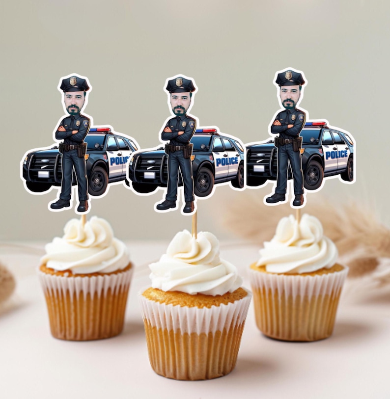 Personalized Police Officer Face Cupcake Toppers: Custom Party ...