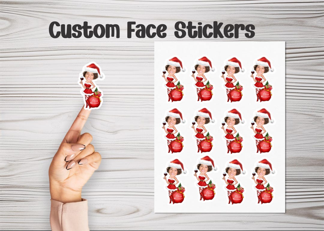 Personalized Christmas Gift Sticker, Custom Face Christmas Sticker, Mrs ...