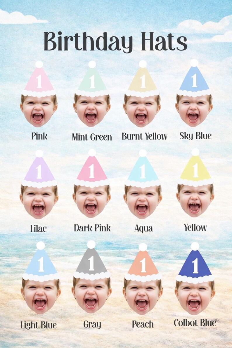 Customized Different Faces Photo Party Hat Cupcake Topper for First ...