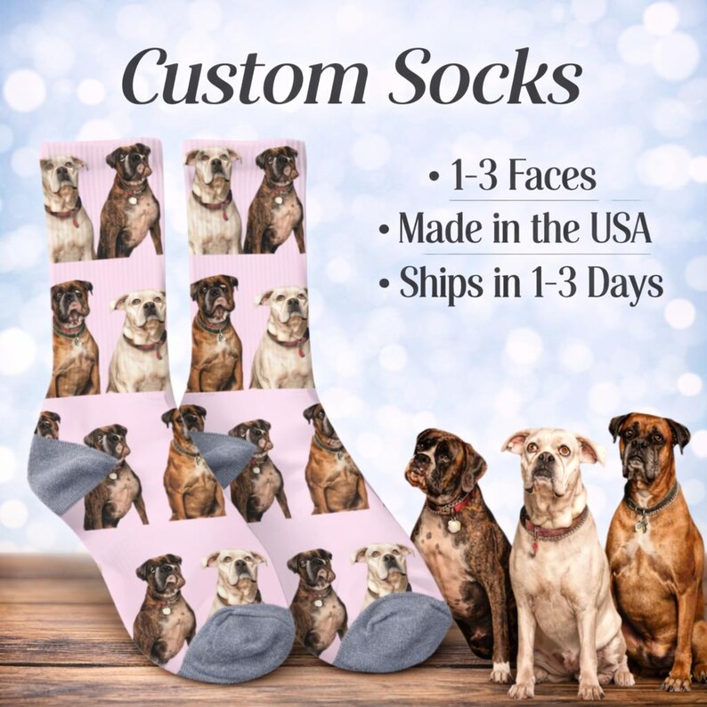 Personalized Pet Face Crew Socks – Custom Dog or Cat Photo Socks - Etsy