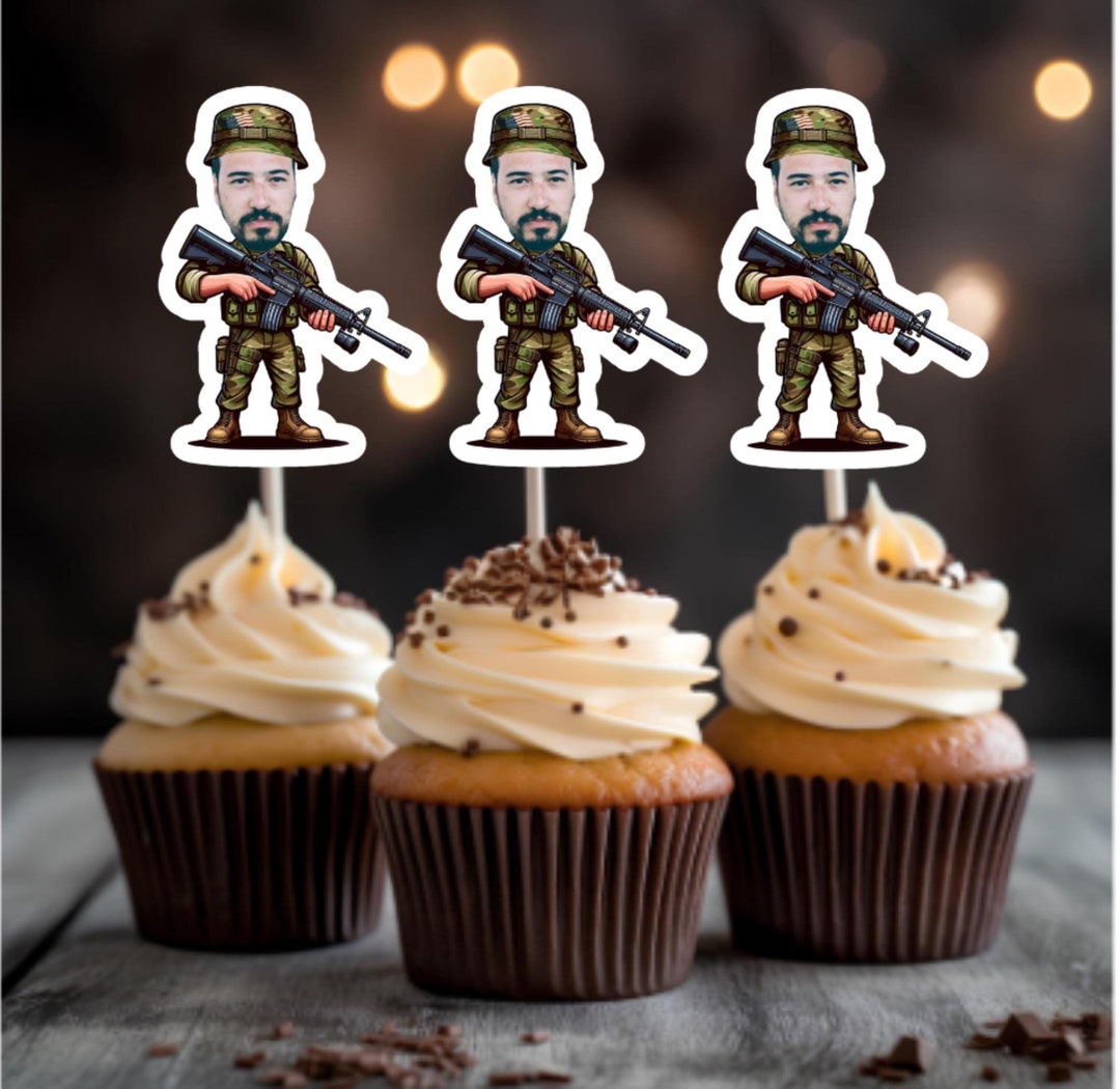 Soldier Personalized Face Cupcake Toppers, American Soldier Face ...