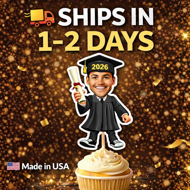 Custom Graduation Cupcake Toppers: Class of 2026 Face Picks - Etsy