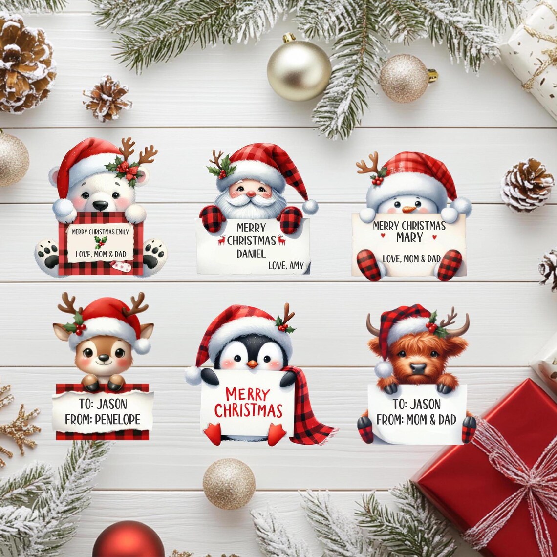 Santa Gift Tags - Christmas Gift Stickers - Gift Tag - Personalized ...