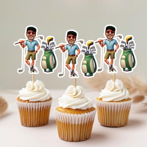 Personalized Golf Cupcake Toppers With Custom Face–unique Golf Party ...