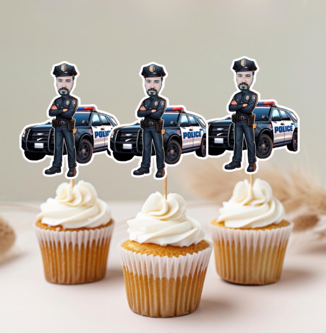 Police Officer Personalized Face Cupcake Toppers, Personalized Police ...