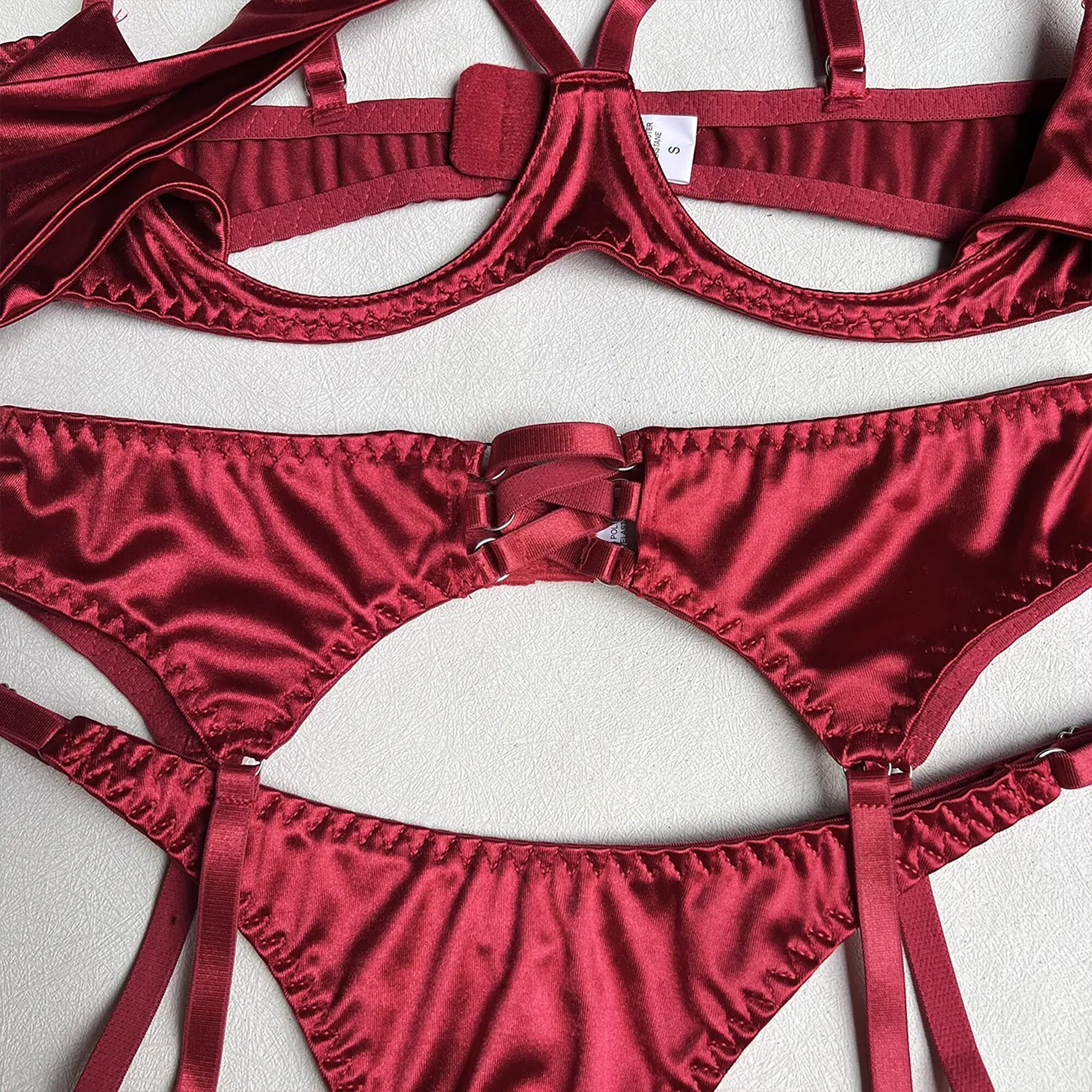 Christmas See Through Lingerie Set Open Chrotch Sexy Santa Underwear