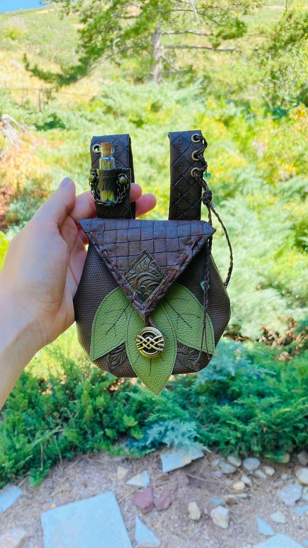 Renfaire Bag, Belt Satchel, Fantasy Gear, Faux Leather, Wood Elf Fairy ...