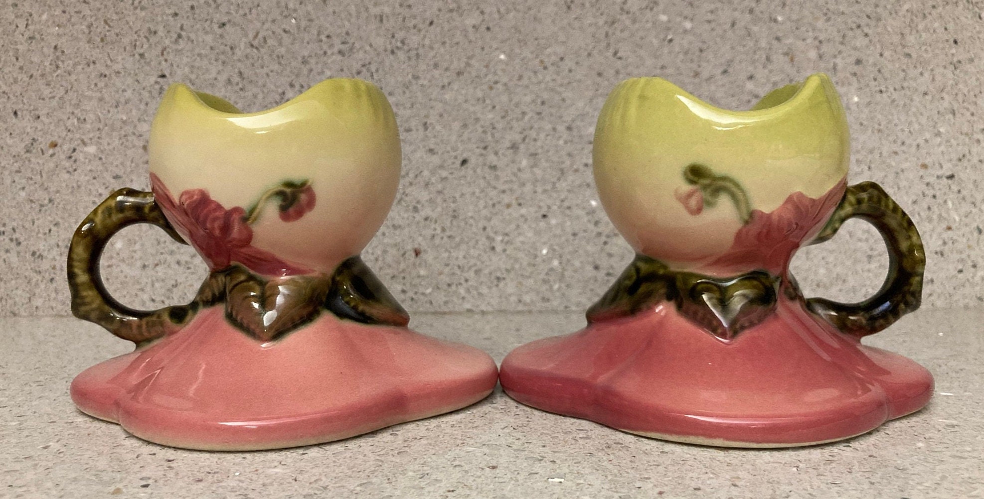 LOWER Price**vintage Hull Art Deco Pottery Woodland Gloss Candleholders ...