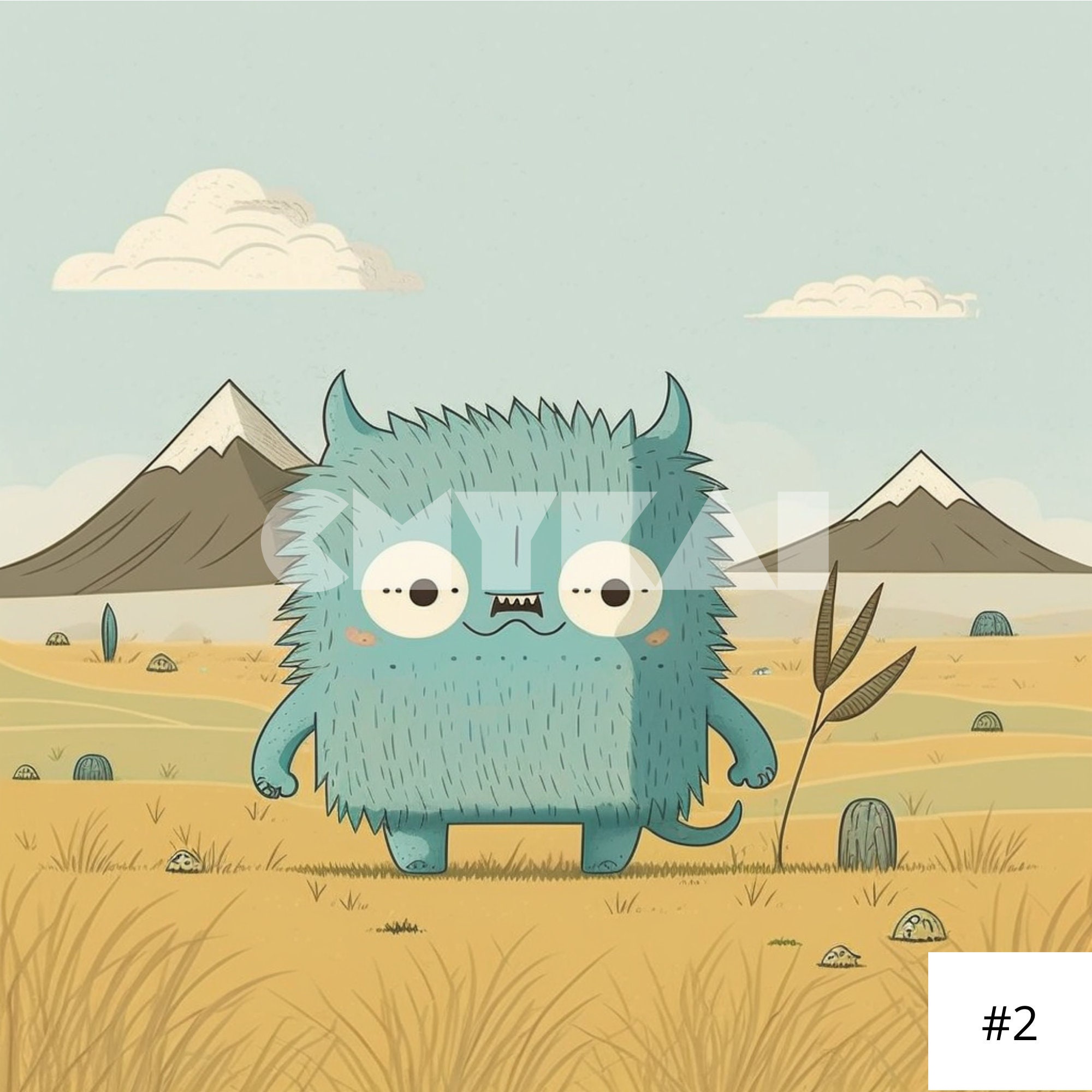 Little Furry Monster Digital Download Wall Art Set of 4 Lil Monster Art ...