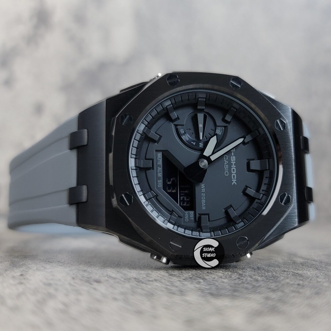 Casioak Mod Superior Black Case Black Strap Black Time Mark - Etsy