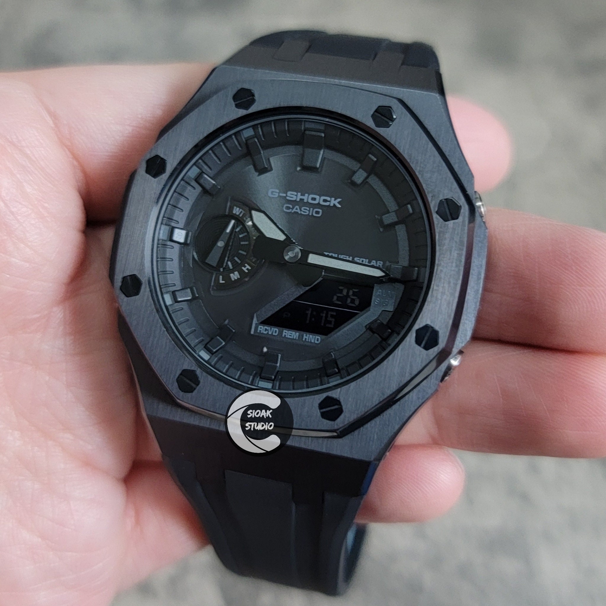 Casioak Mod Solar Bluetooth Black Case Black Strap Black Time - Etsy