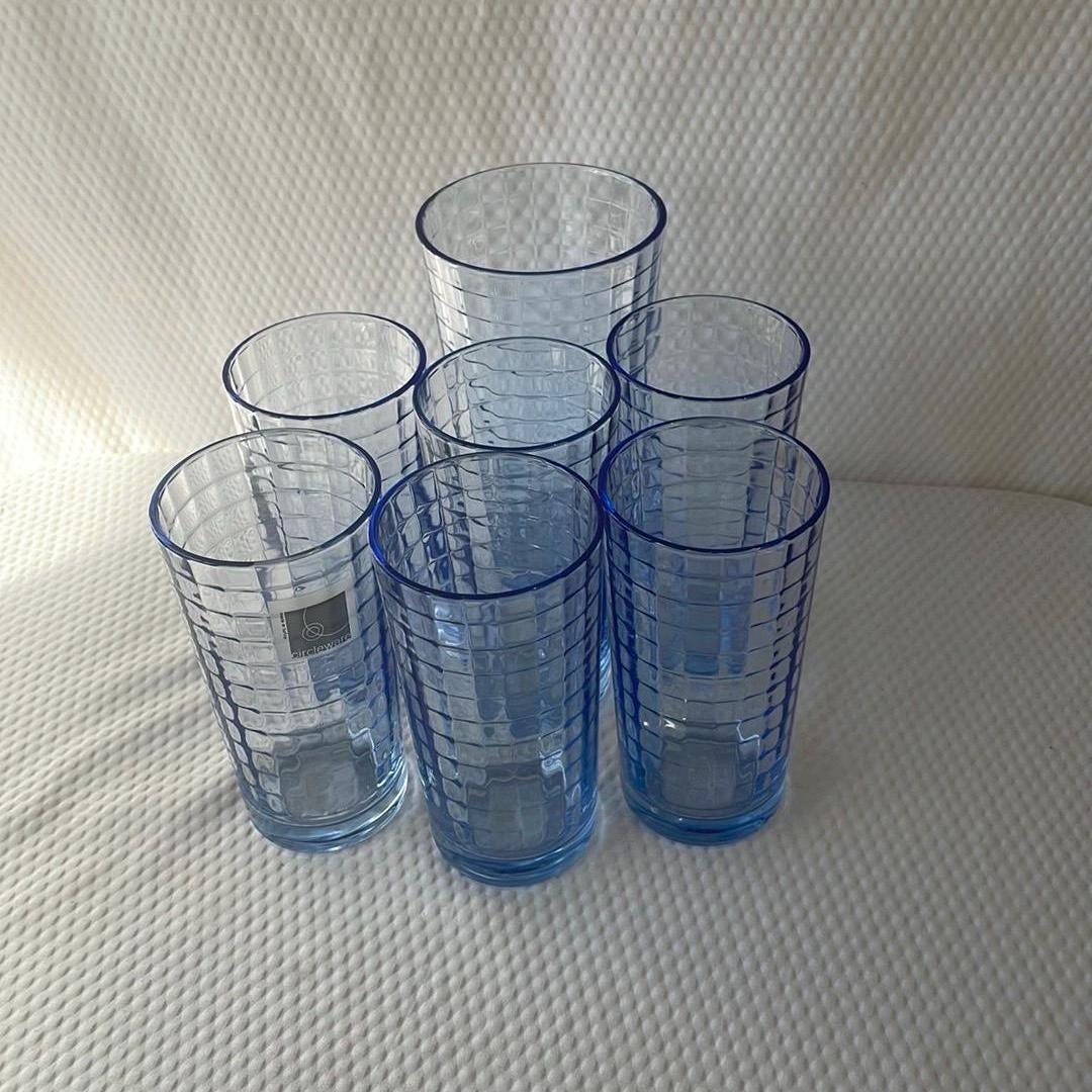 Set of Seven Circleware Light Blue Tumblers. One 16 Oz and Six 8 Oz. - Etsy