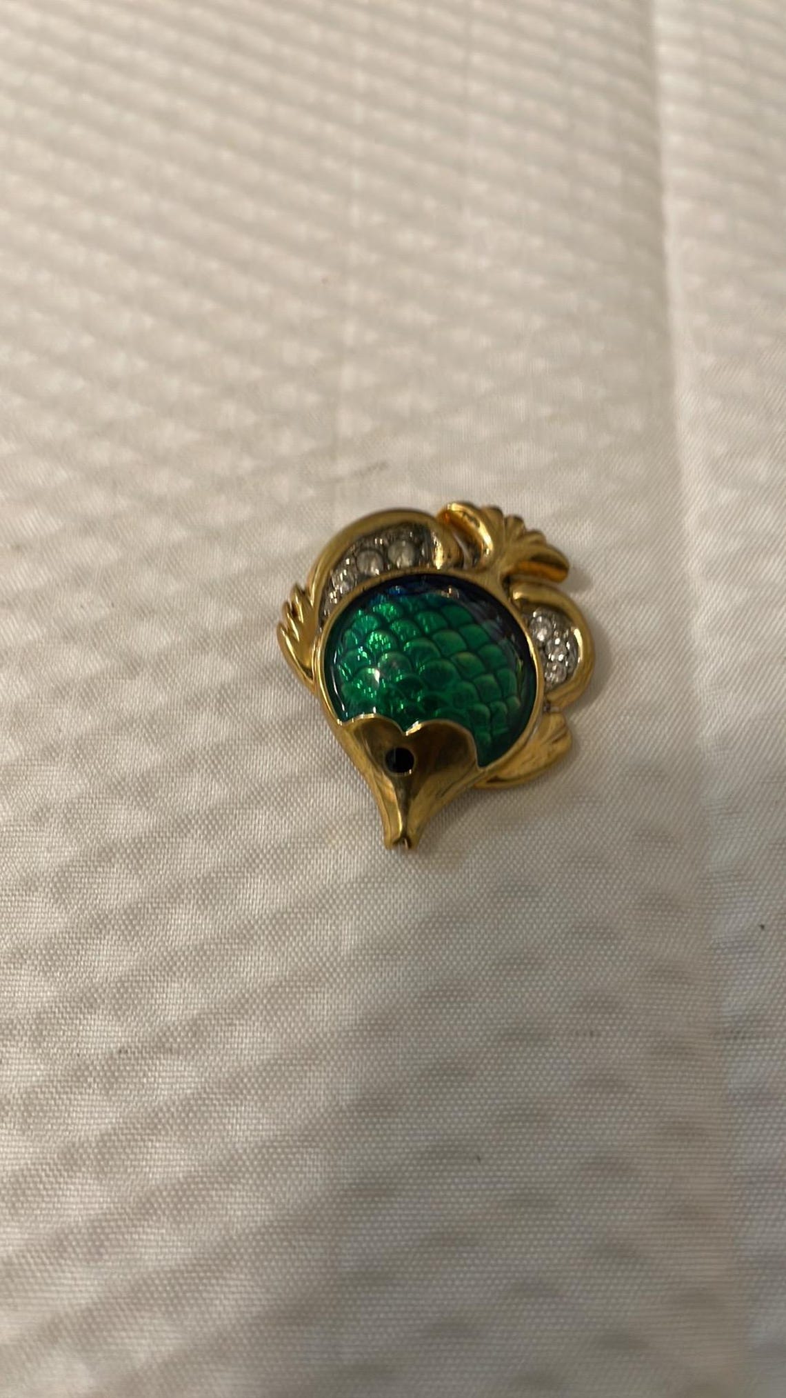 Vintage Gold Tone and Emerald Green Fish Brooch - Etsy