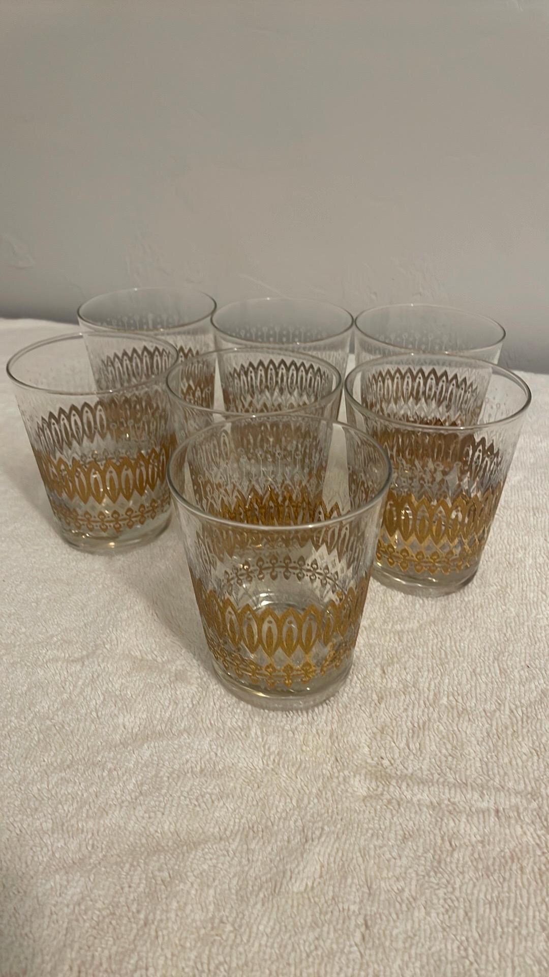 Pasinski Golden Feather Double Old Fashioned 14 Oz Glasses. Set of 7 ...