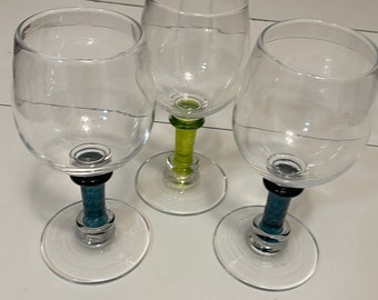 Multicolor Stem Wine Glasses, Cristalleria Fumo Set of 6, White Wine ...
