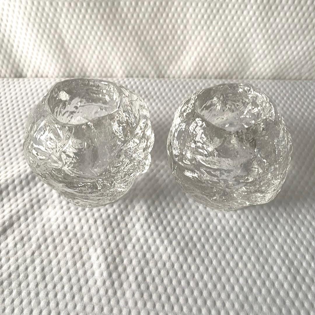 Vintage Kosta Boda Ice Block Crystal Snowball Candle Holders. Set of ...