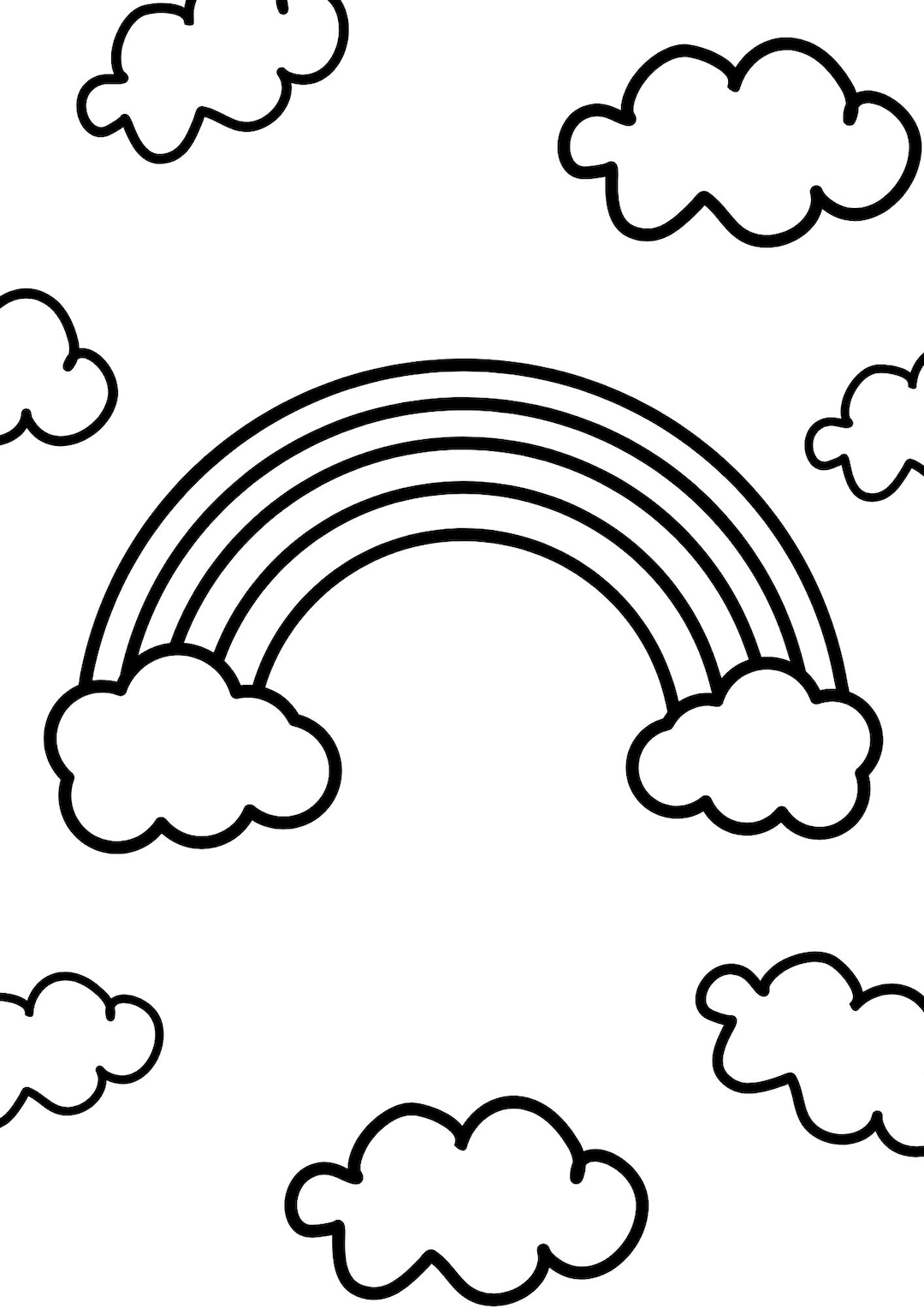 Rainbow Coloring Page- Downloadable Coloring Page- Coloring Pages - Etsy