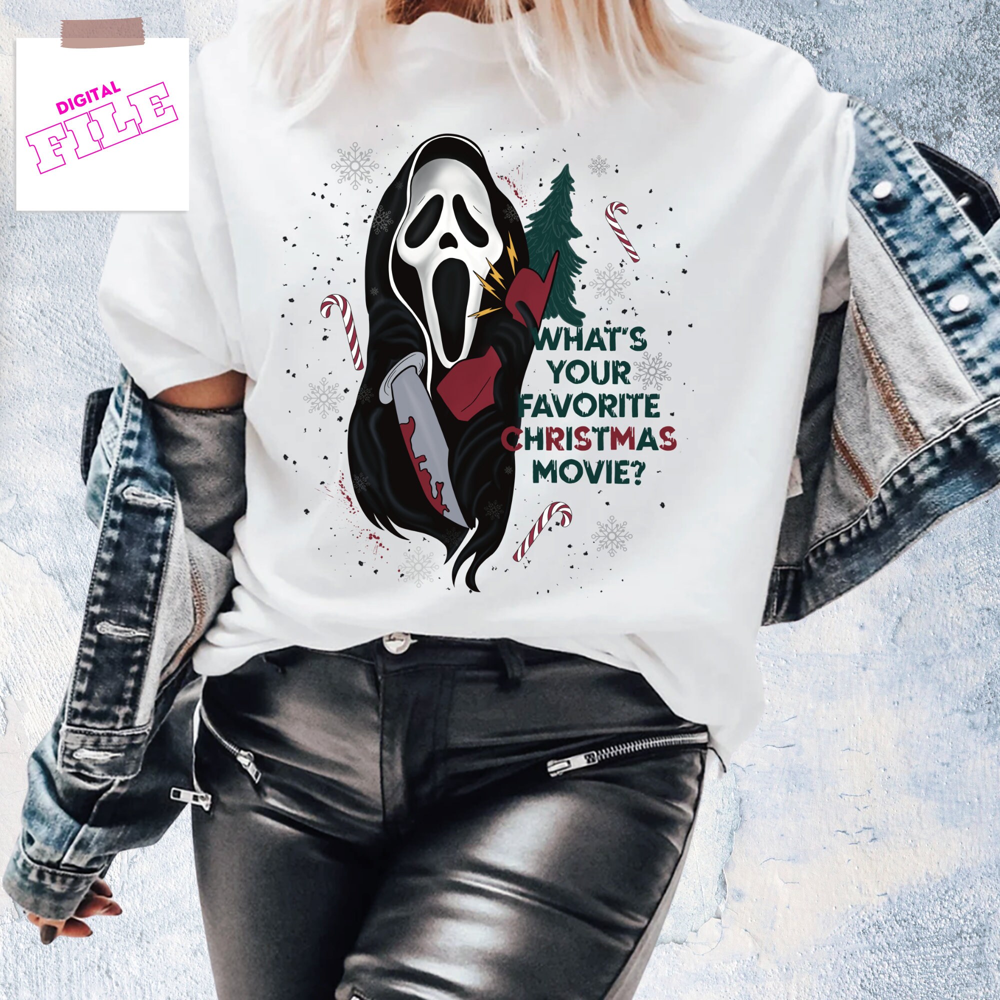 Ghostface Christmas PNG Digital File Christmas Sublimation - Etsy