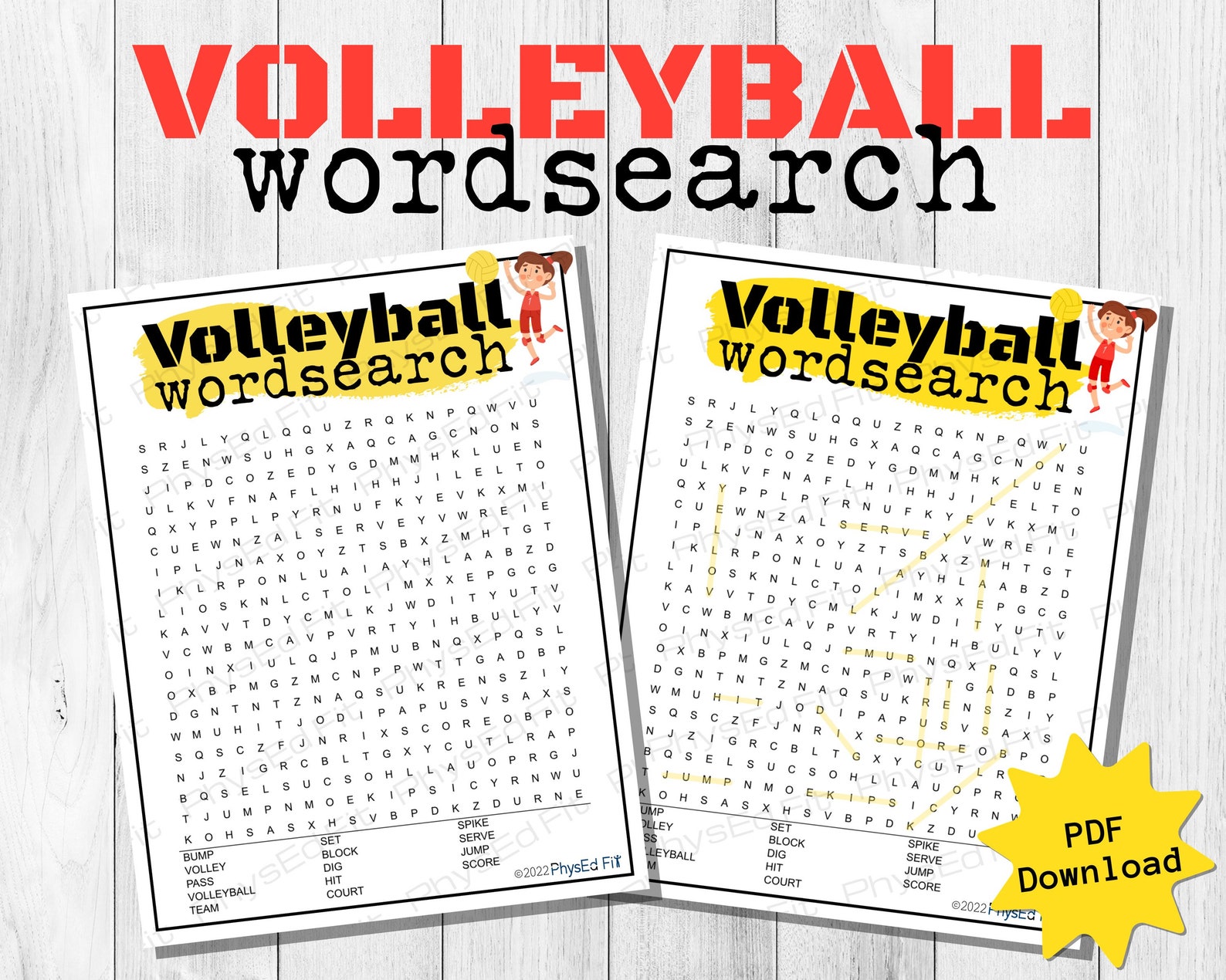 Volleyball Wordsearch Printable PDF Download Volleyball Word - Etsy