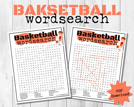 Basketball Wordsearch Printable PDF Download Basketball Word - Etsy