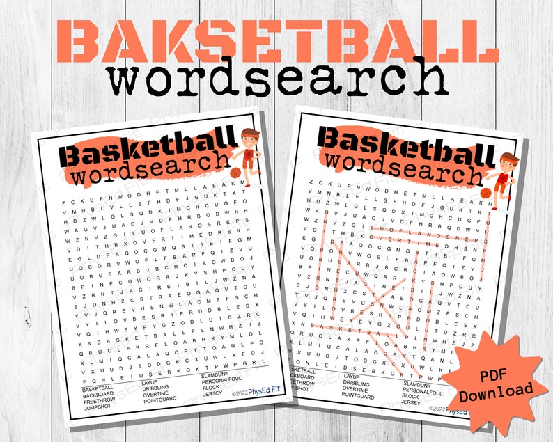 Basketball Wordsearch Printable PDF Download Basketball Word Search PE ...