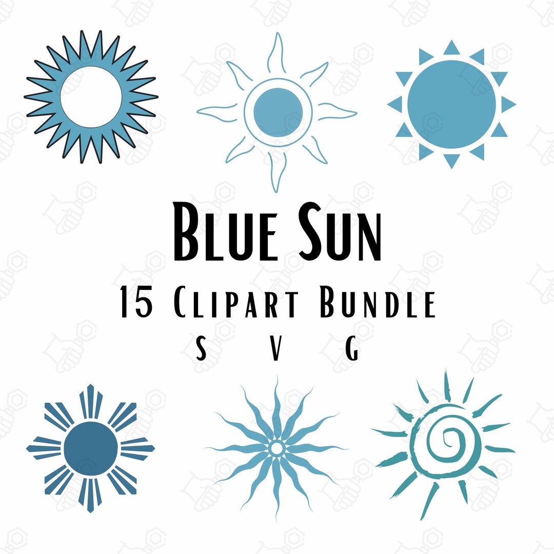 Blue Sun 15 Clipart Bundle SVG Instant Download SVG Files Vector Files ...