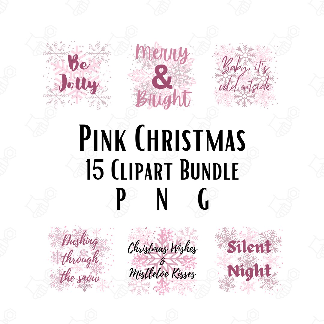 Pink Christmas 15 Clipart Bundle PNG Vector Images Transfer Files ...