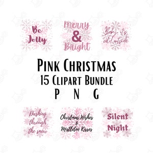 Pink Christmas 15 Clipart Bundle PNG Vector Images Transfer Files ...