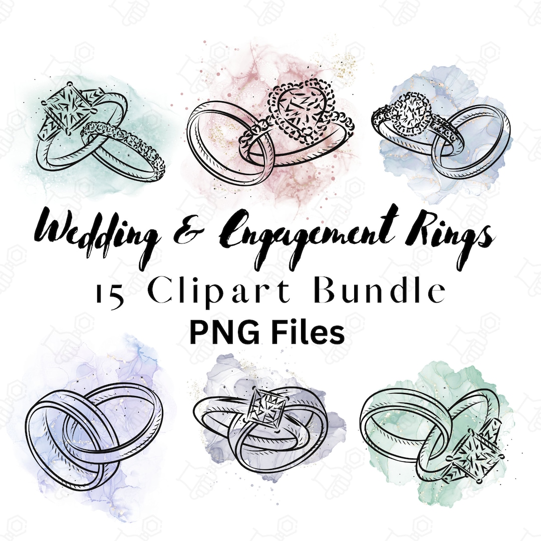 Wedding Engagement Ring Clipart 15 PNG Bundle Sublimation Files Wedding ...