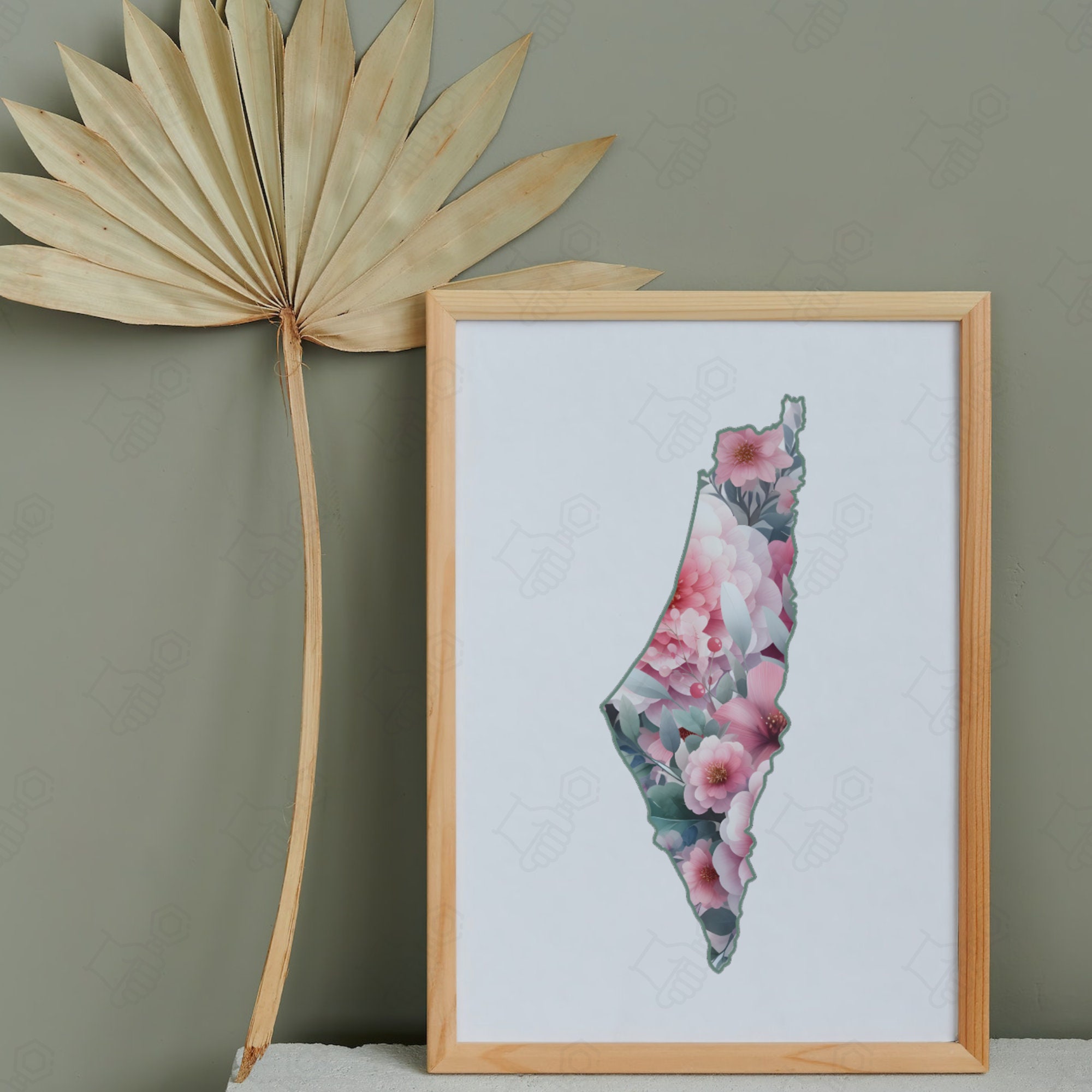 Palestinian Map With Floral Print 5 Clipart Bundle Commercial Use ...