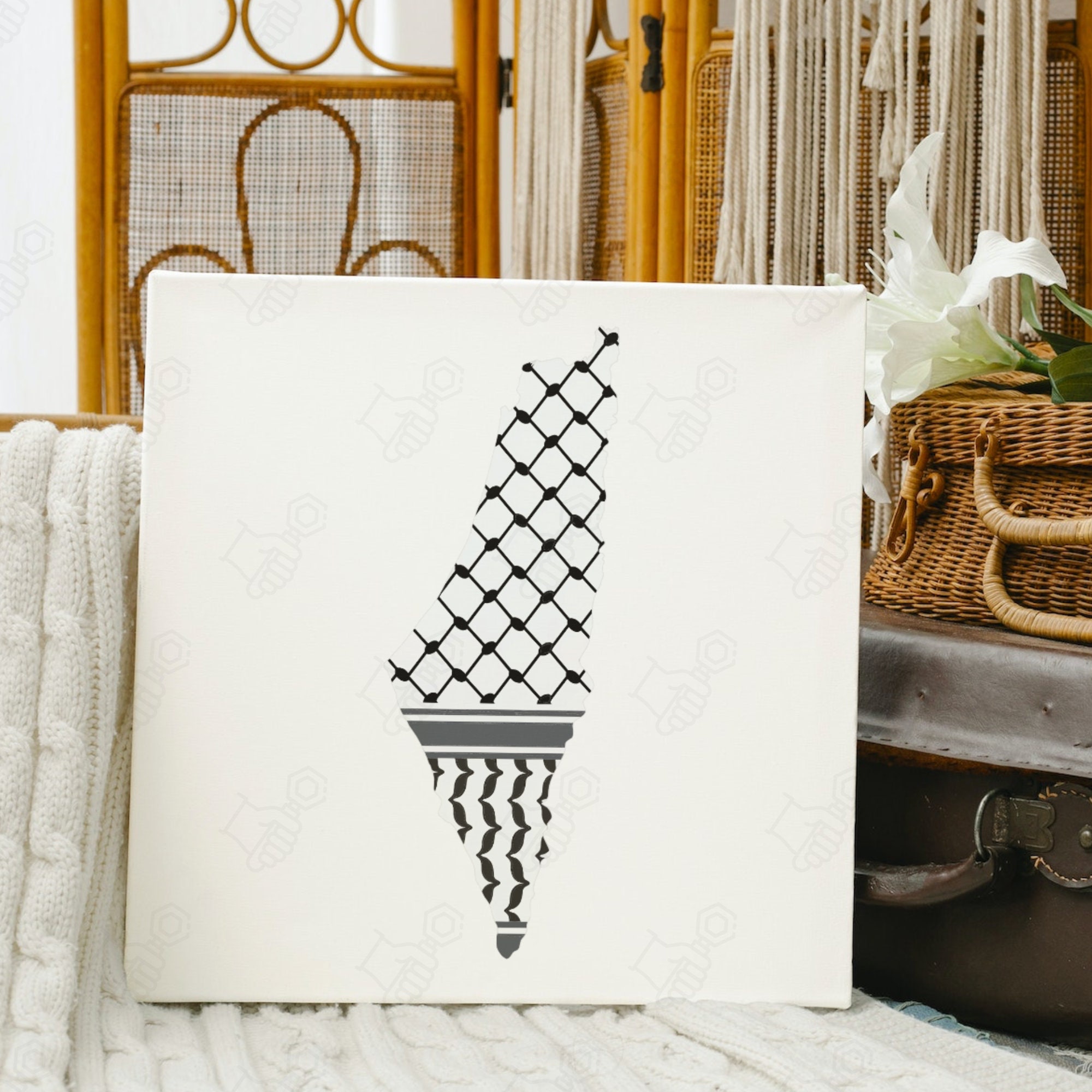 Keffiyeh Pattern Palestine Map Clipart Vector File SVG PNG Instant ...